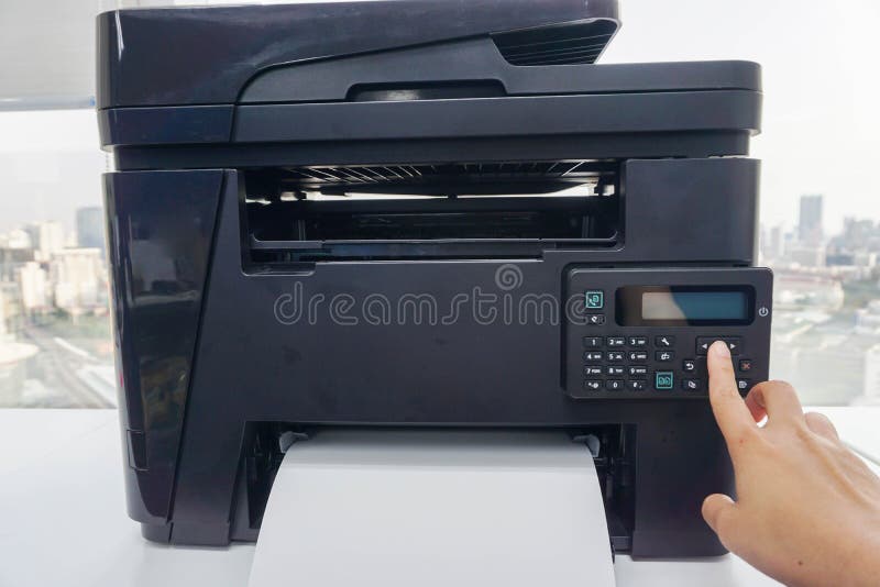 Woman Hand Press Keypad of Printer for Business Documents Stock Image ...
