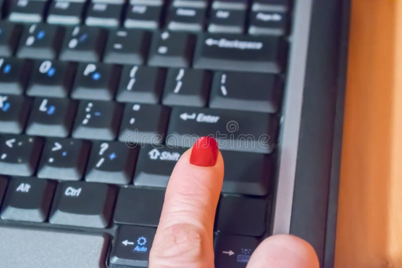 Woman Hand Pressing `shift` Button on Computer Stock Photo - Image of ...