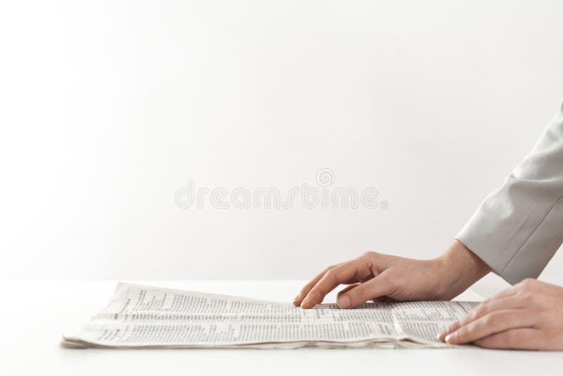Woman Hand Reading Newspapers on Table Stock Image - Image of woman ...