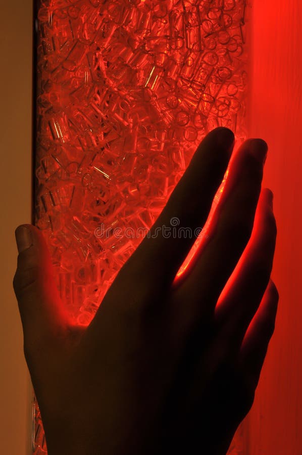 Woman Hand on a Red Light Lamp Stock Photo - Image of invitation, woman ...