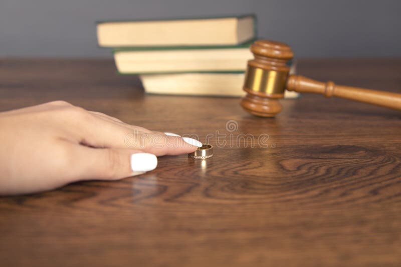 Woman Hand Ring and Judge on Table Stock Image - Image of agreement ...