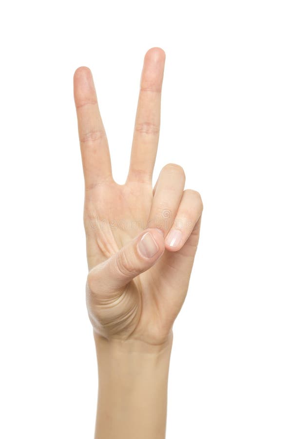 Woman Hand Showing Two Count Stock Image - Image of closeup, gesture ...