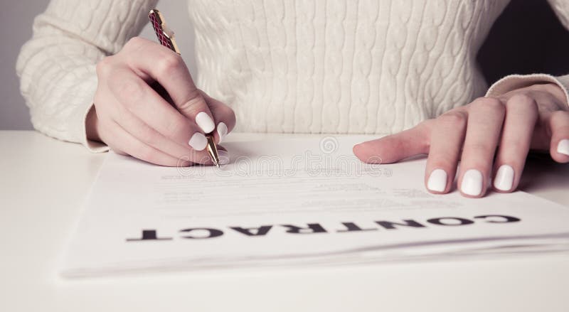Woman Hand Signing Contract Stock Photo - Image of executive, manager ...