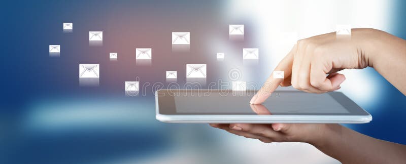 Woman Hand Tablet with Message Stock Image - Image of touch, woman ...