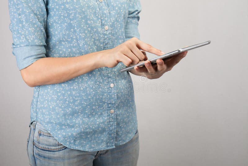 Woman Hand on Tablet Pc, Access for Knowlwdge Stock Photo - Image of ...