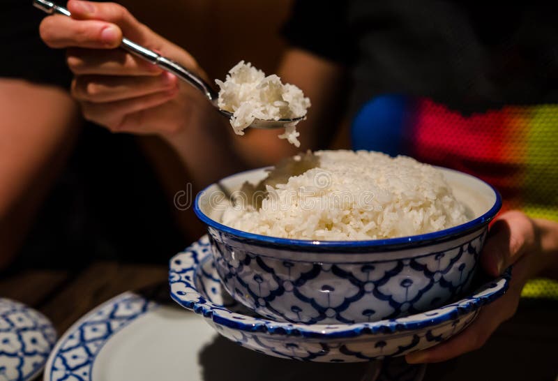 Woman Hand Taking Steamed Rice Stock Image - Image of asian, bowl: 57282687