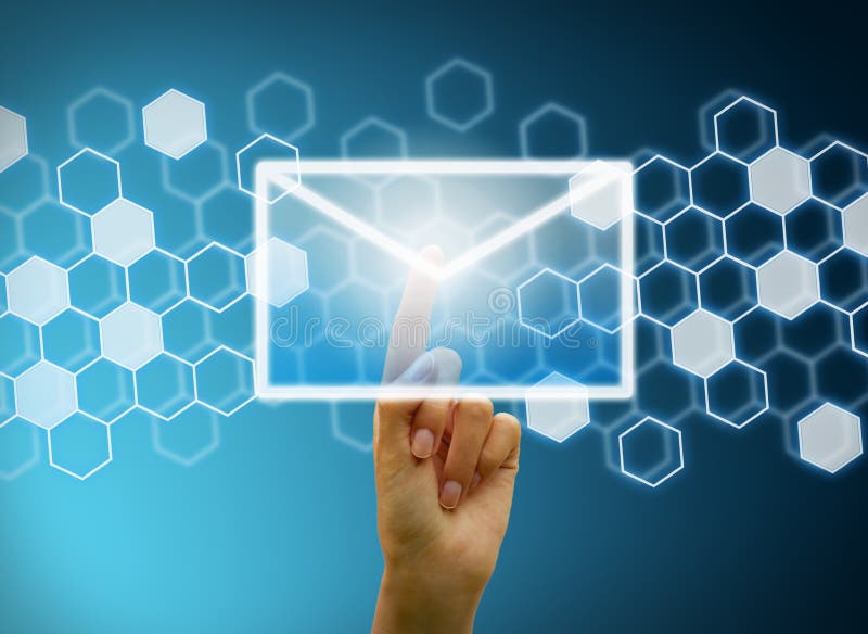 Woman Hand Touching Digital Screen Stock Illustration - Illustration of ...