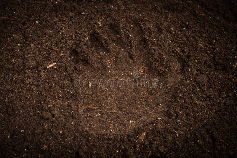 Hand trace print on soil stock image. Image of ground - 181056147