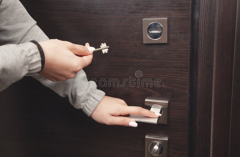 Woman Hand Unlocking Door with Key Stock Photo - Image of girl ... Woman Hand Unlocking Door with Key Stock Photo - Image of girl ...