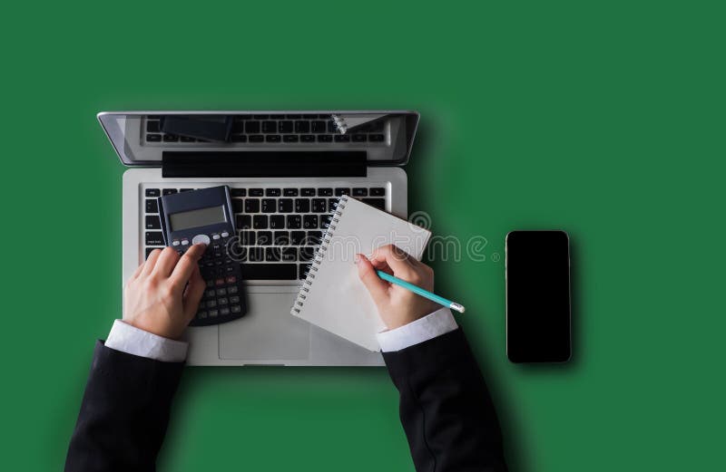 Woman Hand Using Using Calculator and Writing Make Note with Calculate ...