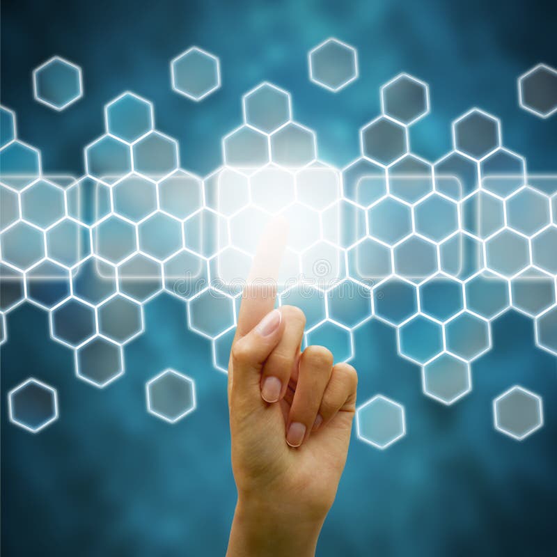 Woman Hand Using Digital Screen Stock Illustration - Illustration of ...