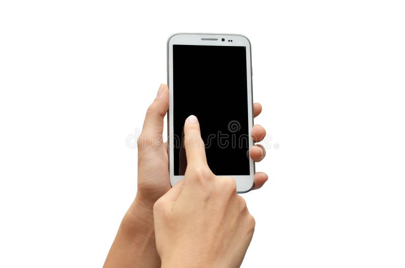 Woman Hand Using Mobile Phone Touch Screen Stock Image - Image of ...
