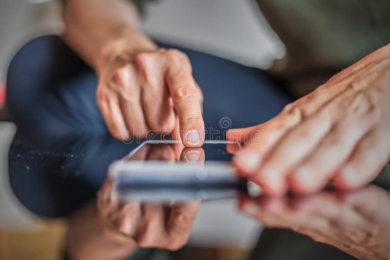 Woman Hand Writing Anything on Mobile Phone Stock Photo - Image of ...