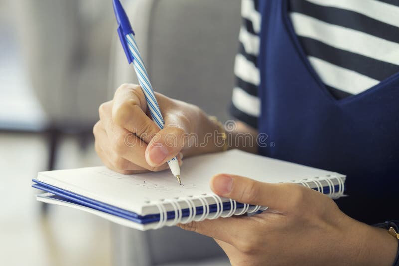 Woman Hand Writing Check List on Notebook, Planning Concept Stock Photo ...