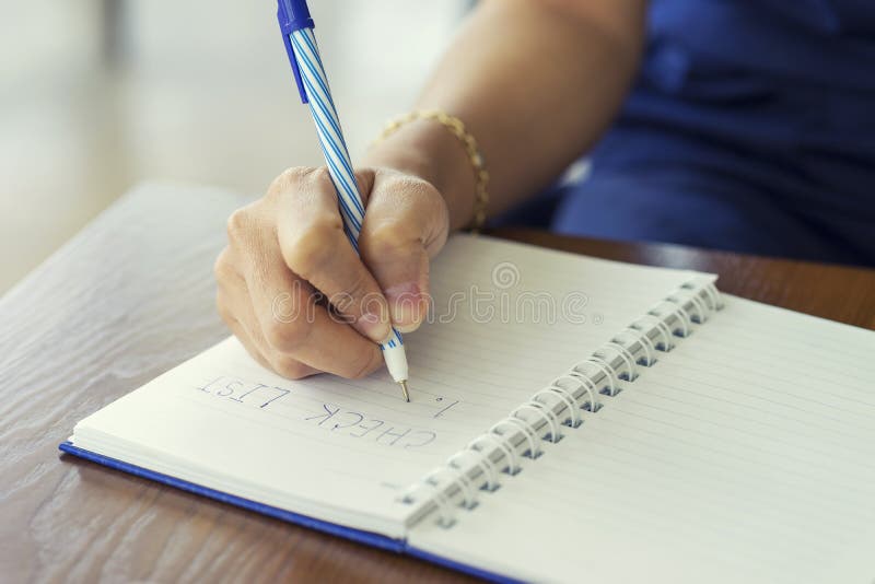 Woman Hand Writing Check List on Notebook, Planning Concept Stock Image ...