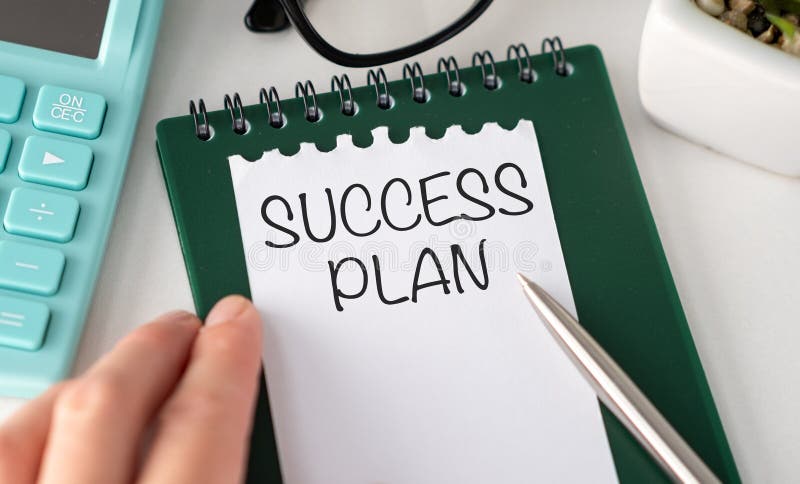 Woman Hand Writing Text Success Plan and Checklist on Notebook. Stock ...