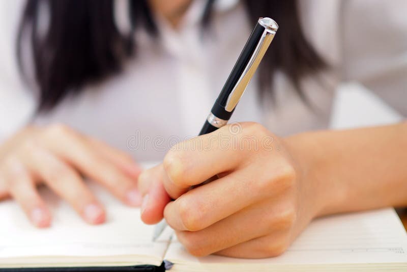 The Woman Hand is Written Using the Left Hand Stock Image - Image of ...