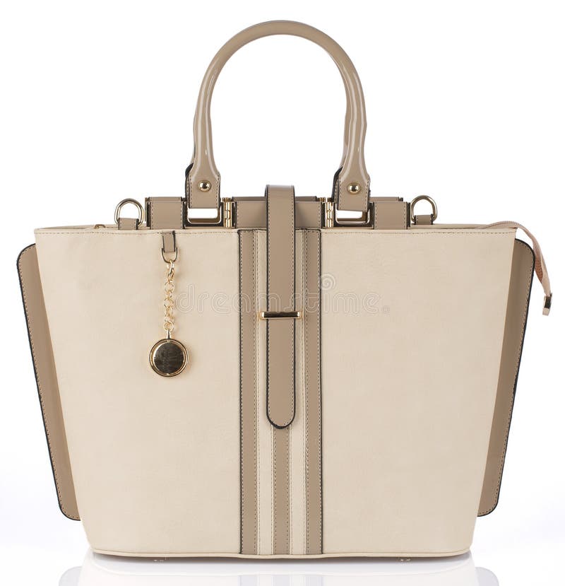 Beige Woman Leather Handbag Isolated on White Background Stock Photo ...