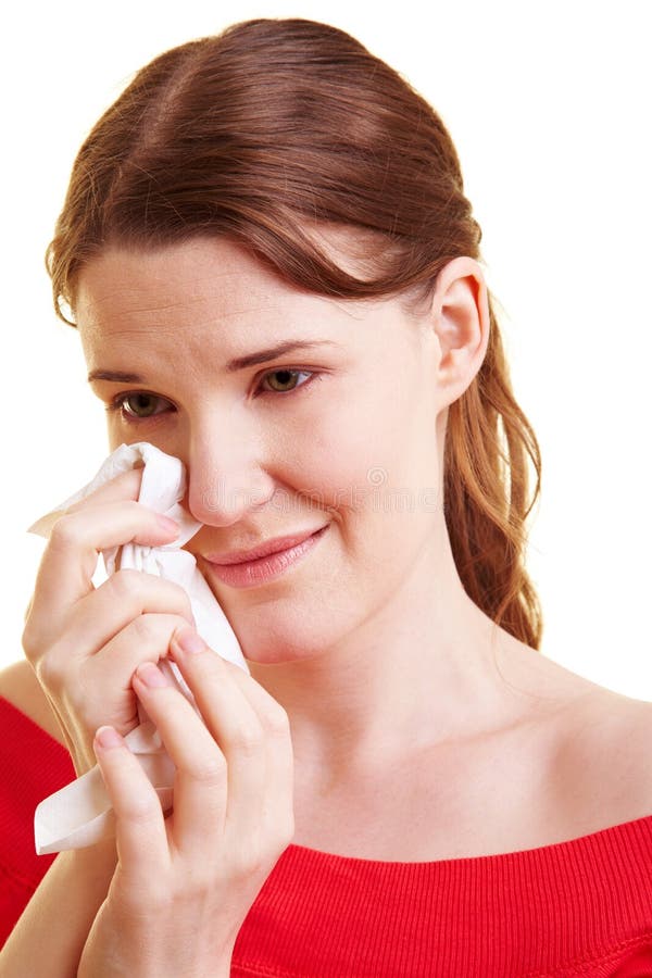Woman with Handkerchief Crying Stock Image - Image of handkerchief ...