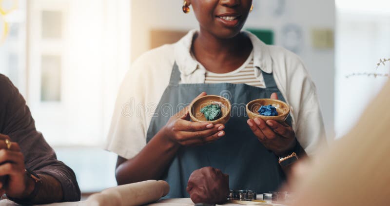 Woman, Hands and Clay for Pottery at Workshop, Color Options and ...