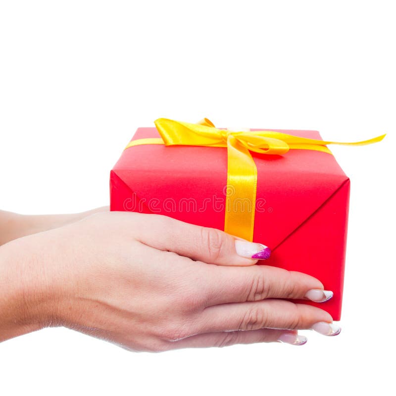 Woman hands giving a gift stock photo. Image of shopping - 22459838