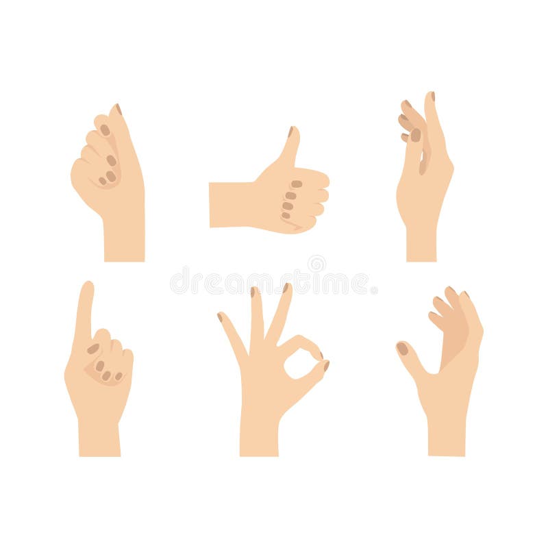 Woman Hands. Hand Gestures. Flat Hand Poses Stock Vector - Illustration ...