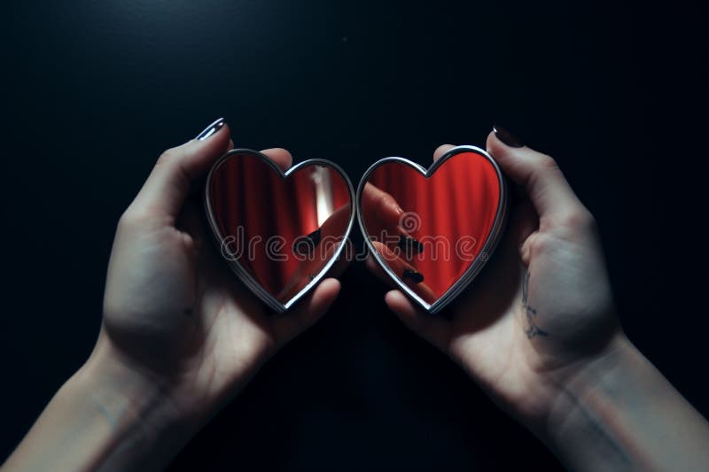 Woman Hands Holding Artificial Stylized Heart Symbol Stock Illustration ...