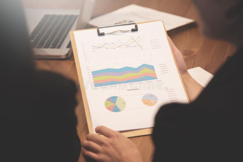 Woman Hands Holding Chart Graph Document Stock Photo - Image of people ...