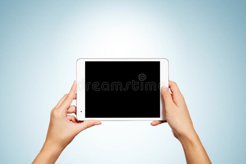 Woman Hands Holding Contemporary Generic Tablet Pc Stock Image - Image ...