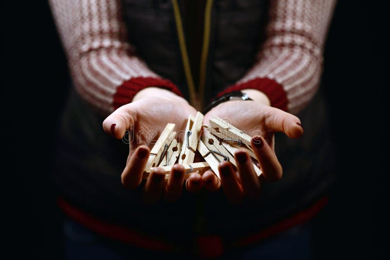 Woman Hands Holding Wooden Clothes Pin Stock Photos - Free & Royalty ...