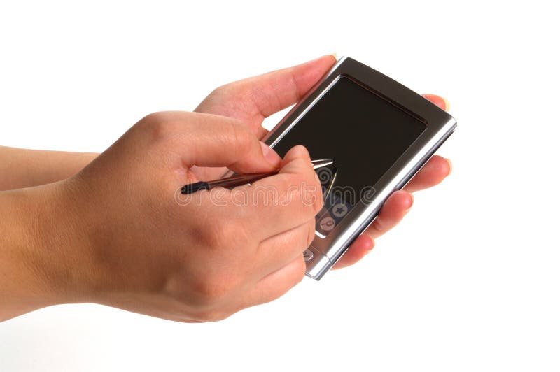 Woman Hands Holding Writing Pda Device Stock Photos - Free & Royalty ...