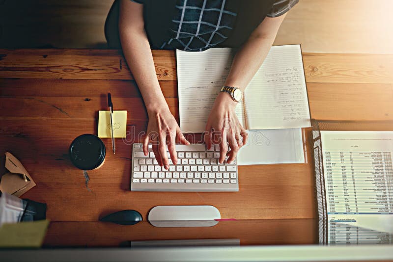 Woman, Hands and Keyboard at Desk for Schedule, Planning and Research ...