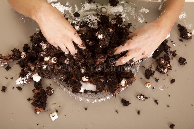 Woman hands messy in cake stock image. Image of diet - 40334083