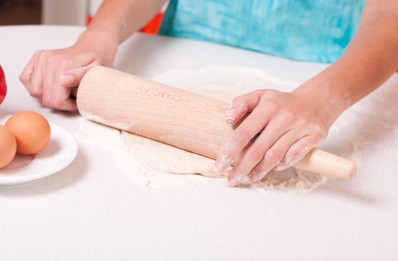 Woman Hands Mixing Dough on the Table Stock Photo - Image of flour ...