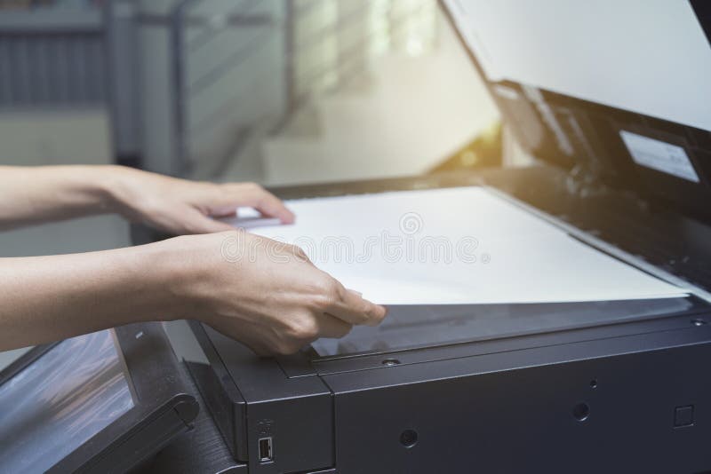 Woman Hands Putting a Sheet of Paper into a Copying Device Stock Image ...