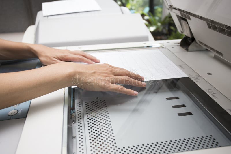 Woman Hands Putting a Sheet of Paper into a Copying Device Stock Image ...