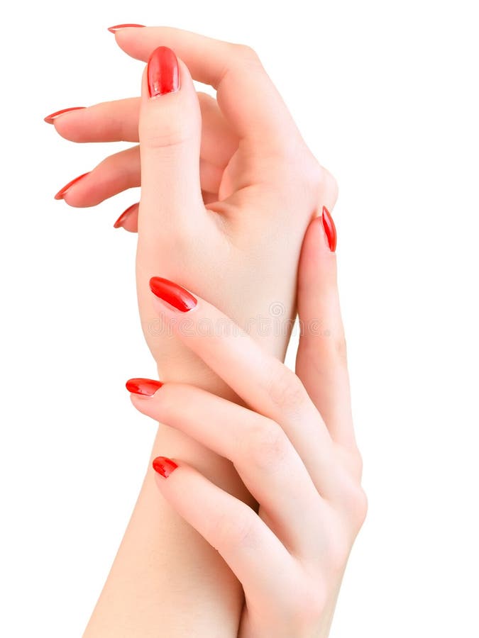 Beautiful Woman Hands with Red Nails Stock Photo - Image of female ...