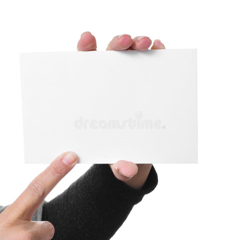 Woman Hands Showing a Blank Signboard Stock Photo - Image of note ...