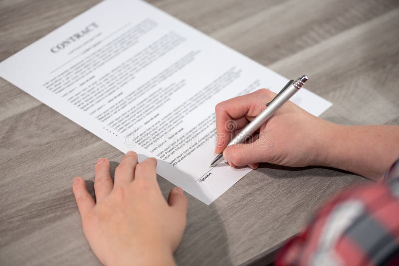 Woman Hands Signing a Document; Multiple Exposure Stock Photo - Image ...