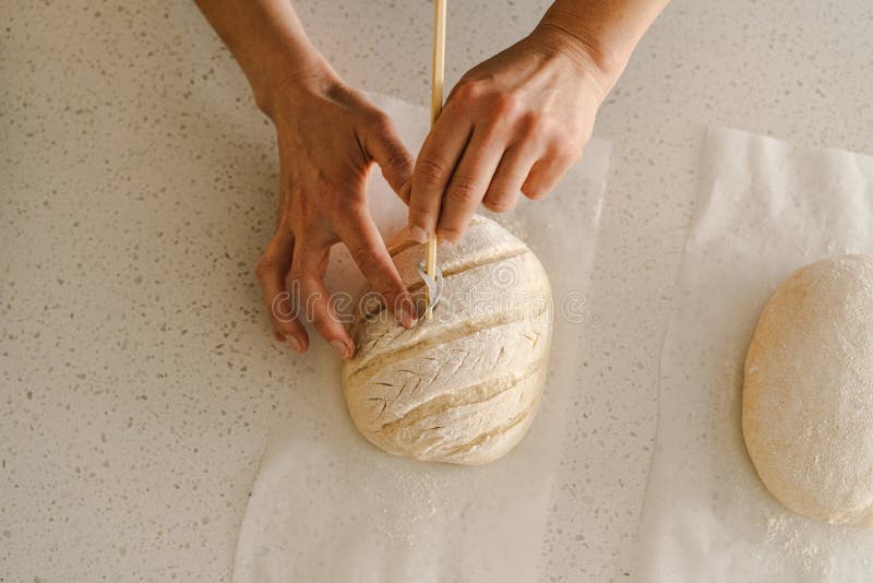 Woman Preparing Sourdough Bread at Home Stock Image - Image of baker ...