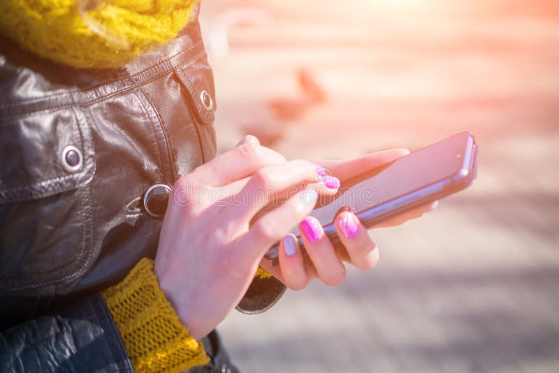 Woman Hands Sms Message Typing Stock Photo - Image of hand, lifestyle ...