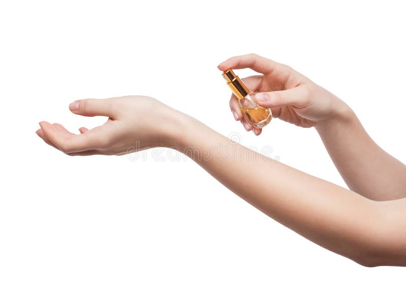 Woman Hands Spraying Perfume Stock Image - Image of hygiene ...