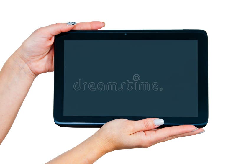 Interactive Touch Screen Tablet with Hand Stock Image - Image of ...