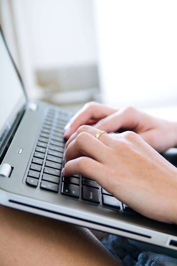 Woman Hands Typing on Laptop Stock Photo - Image of woman, business ...