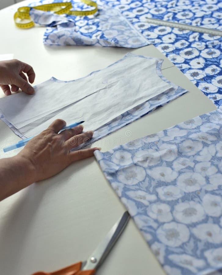 Work of Seamstress, Using Sewing Pattern Stock Image - Image of ...