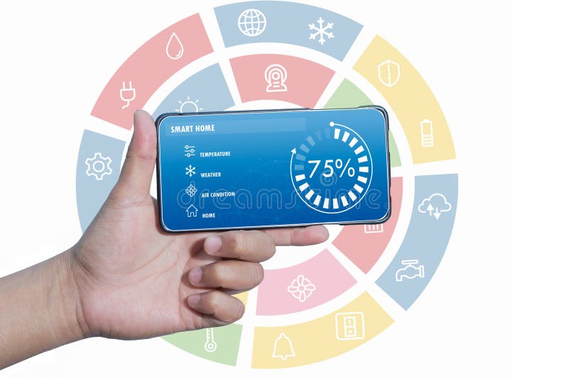 Hands Using Smart Phone for Mobile Phone with Smart Home App I Stock ...