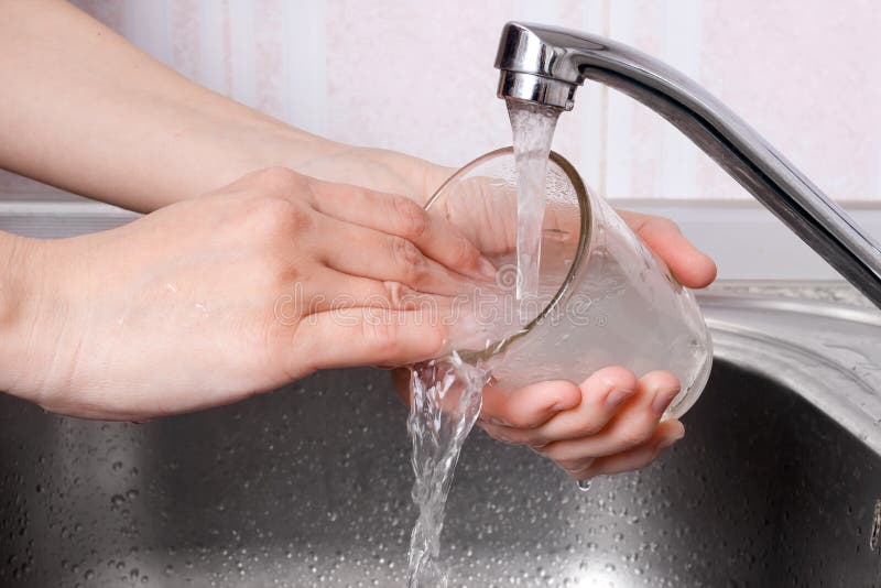 Woman Hands Washing the Glass Stock Photo - Image of flowing, glass ...