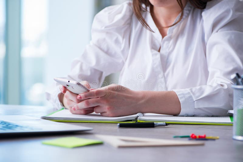 The Woman Hands Working on Computer at Desk Stock Image - Image of ...