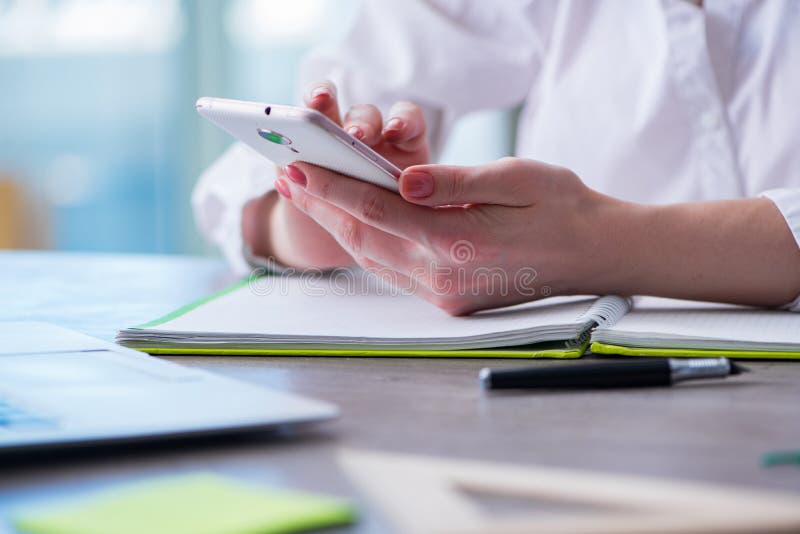 The Woman Hands Working on Computer at Desk Stock Photo - Image of ...