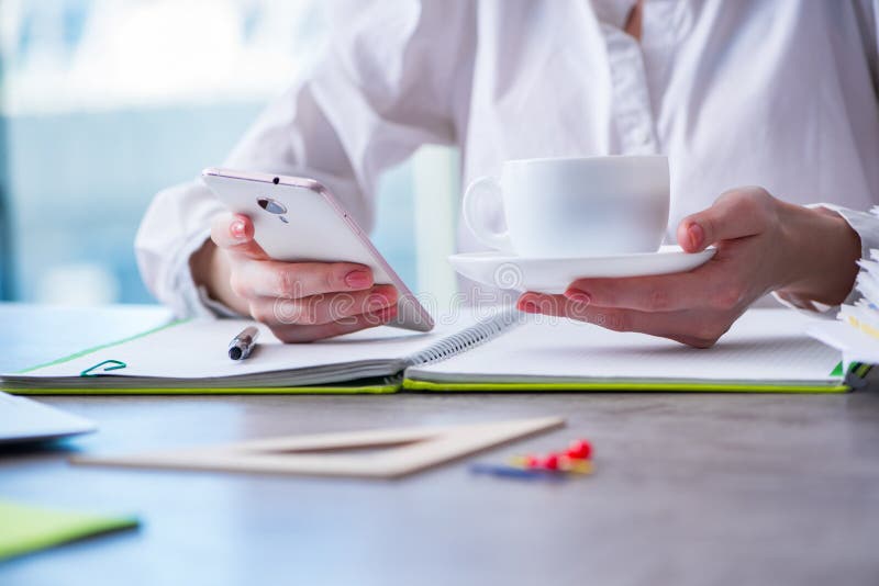 The Woman Hands Working on Computer at Desk Stock Image - Image of ...